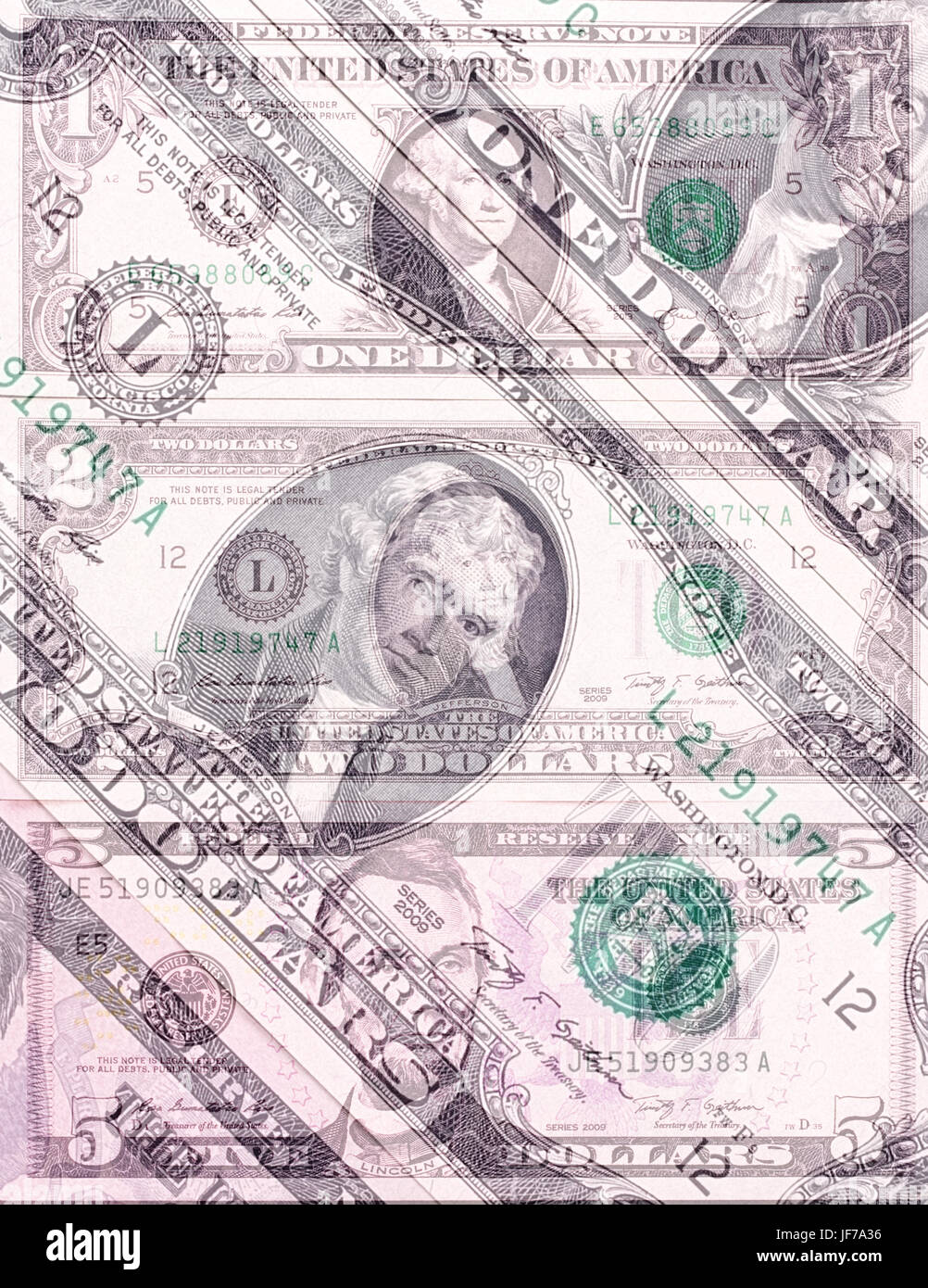 Abstract dollar bills of different denominations background Stock Photo ...