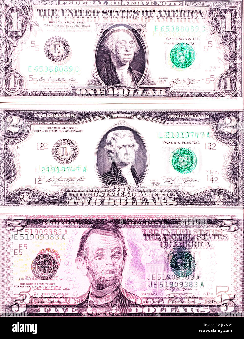 Abstract dollar bills of different denominations background Stock Photo ...