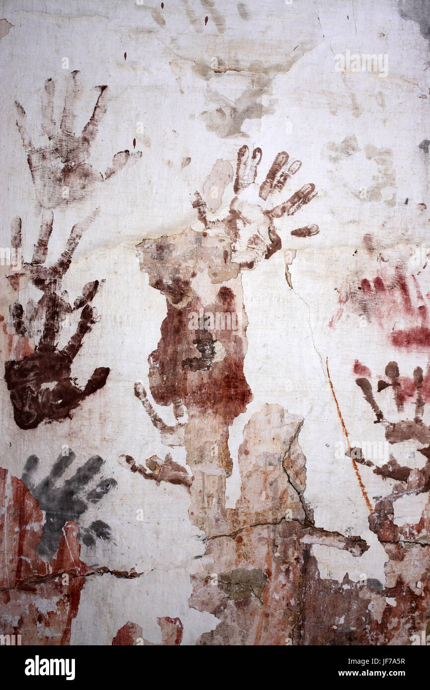 Hand marks on a white wall - Calle San Miguel - Guadix - Granada ...