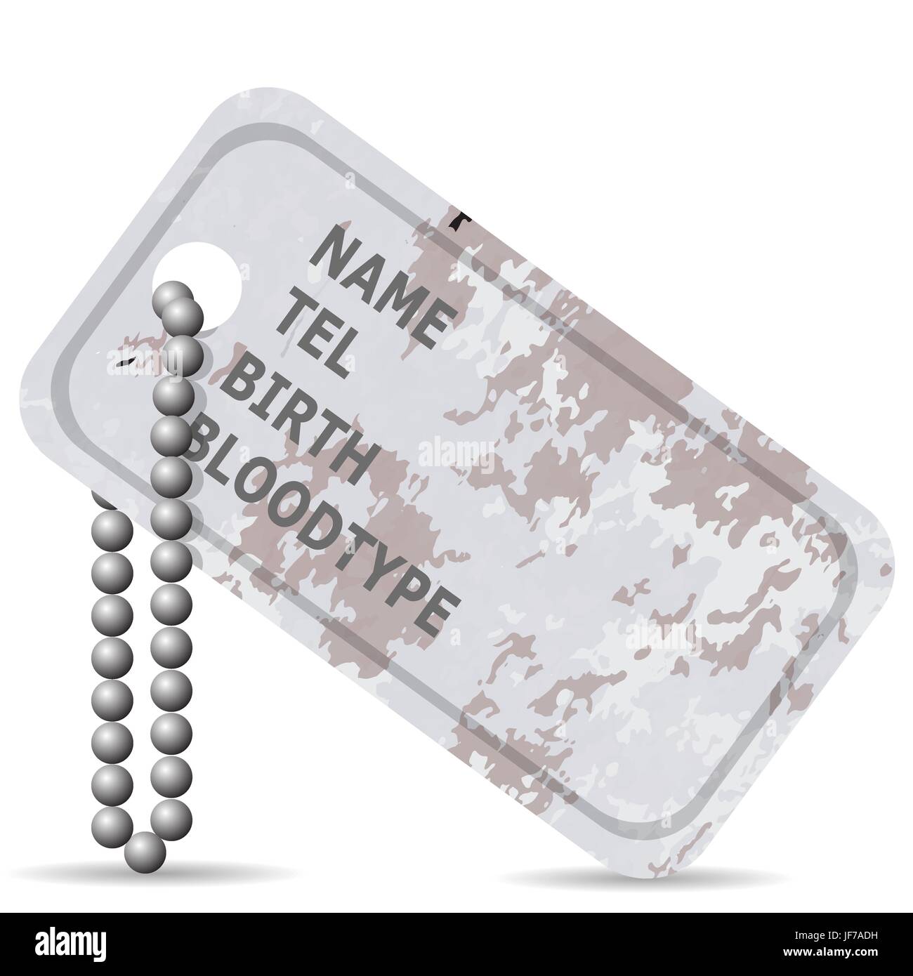 Military Dog Tag Isolated on White Background. Silver Identity Tag ...