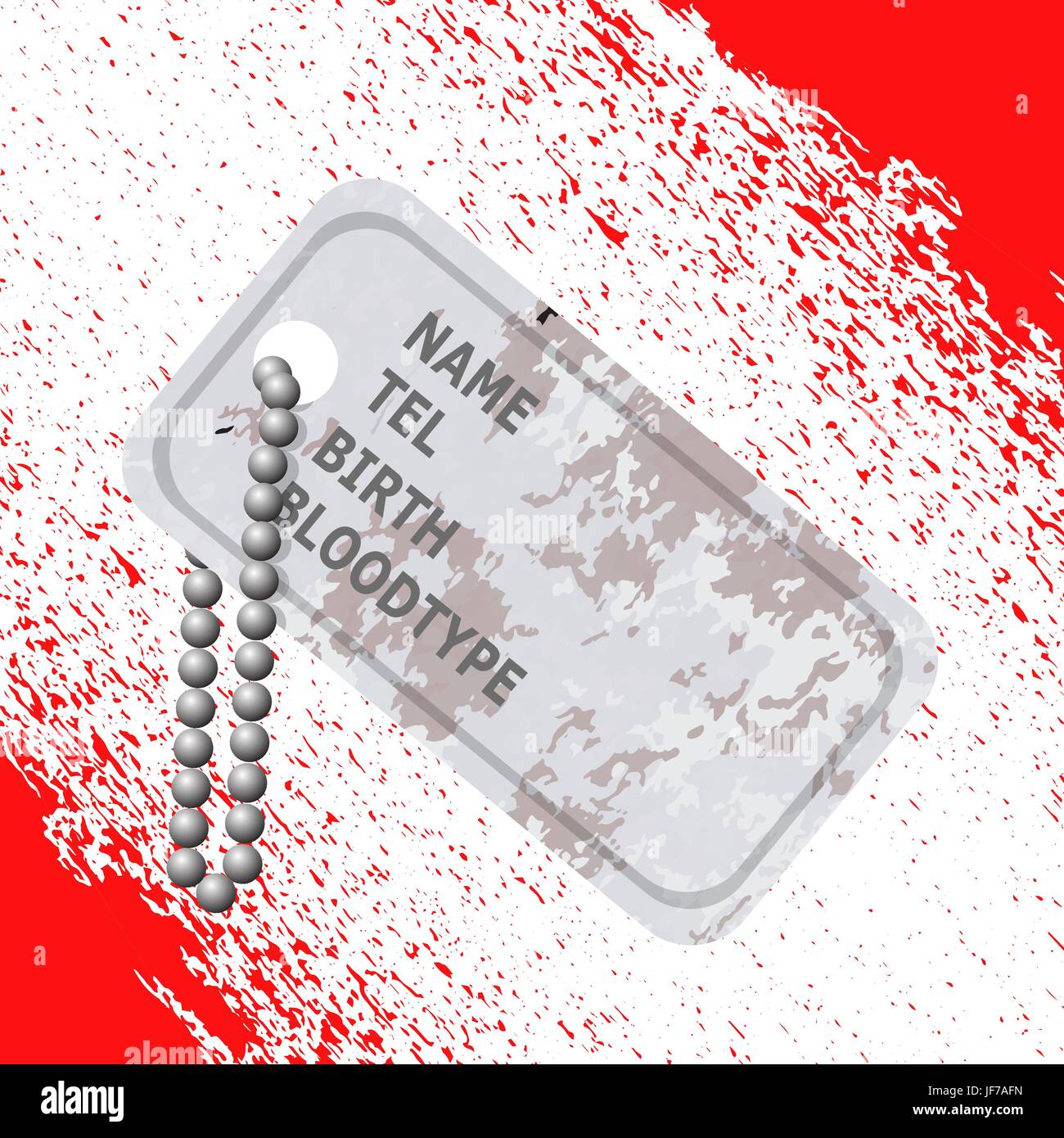 Military Dog Tag on Blood Background. Silver Identity Tag Stock Vector ...
