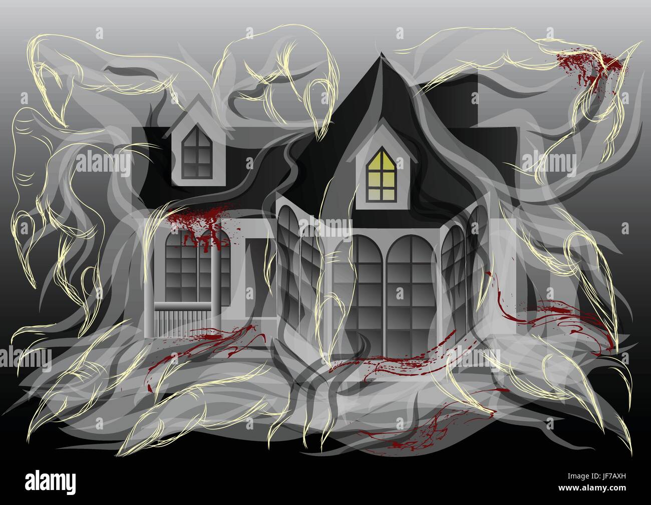 spooky house illustration Stock Vector Image & Art - Alamy