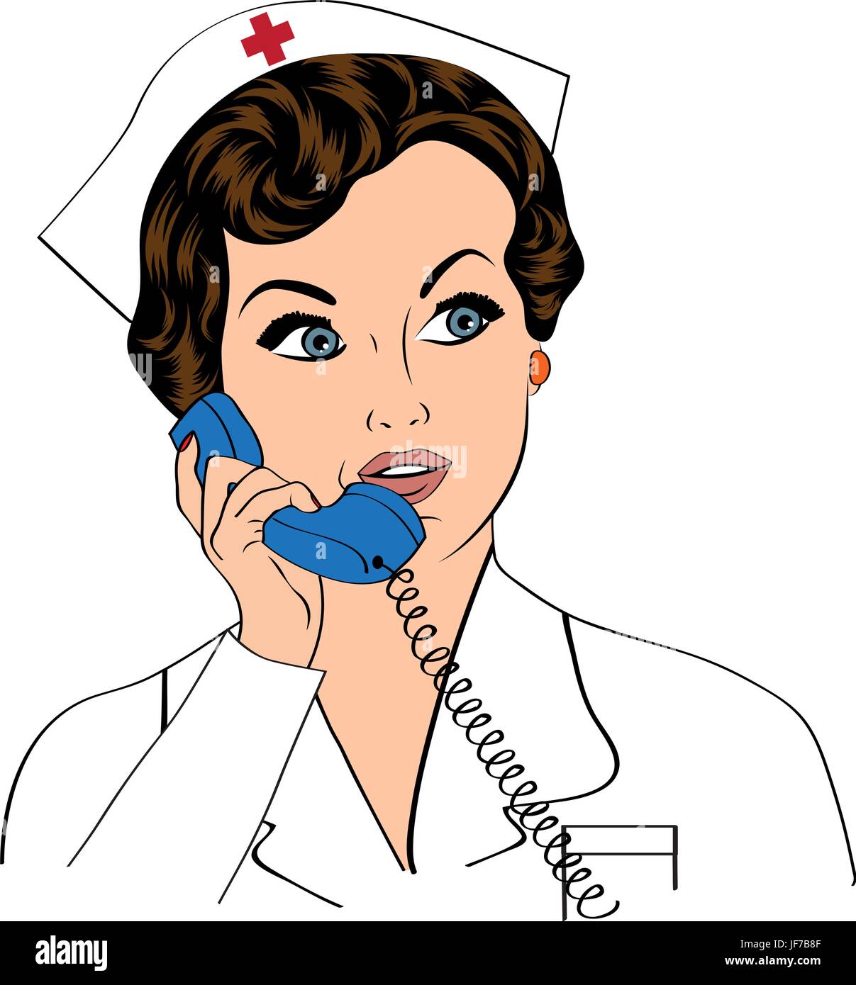 Beautiful friendly and confident nurse at phone Stock Vector Image ...