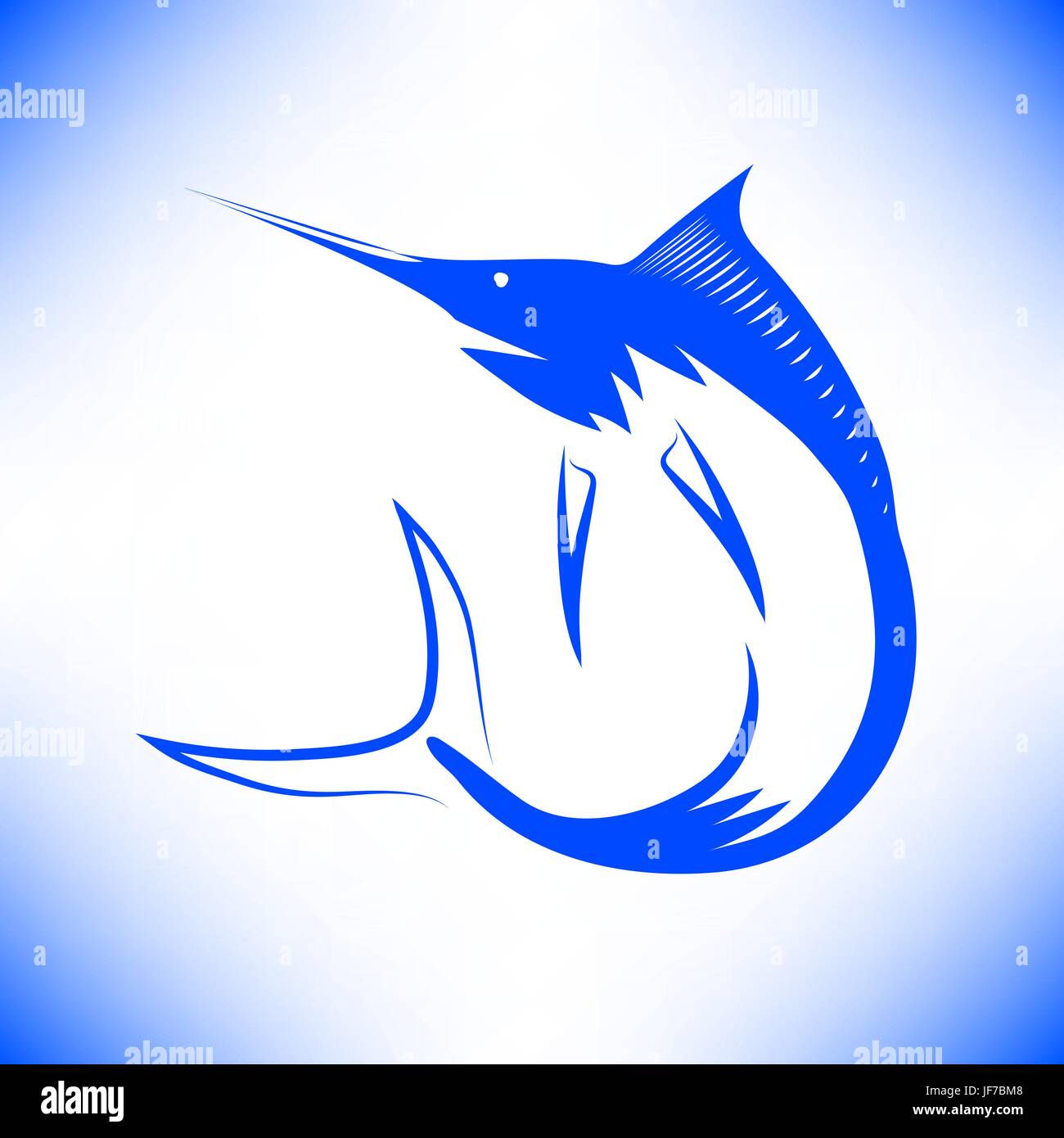 Marlin Fish Icon Isolated on Blue Background. Symbol Fish Stock Vector ...