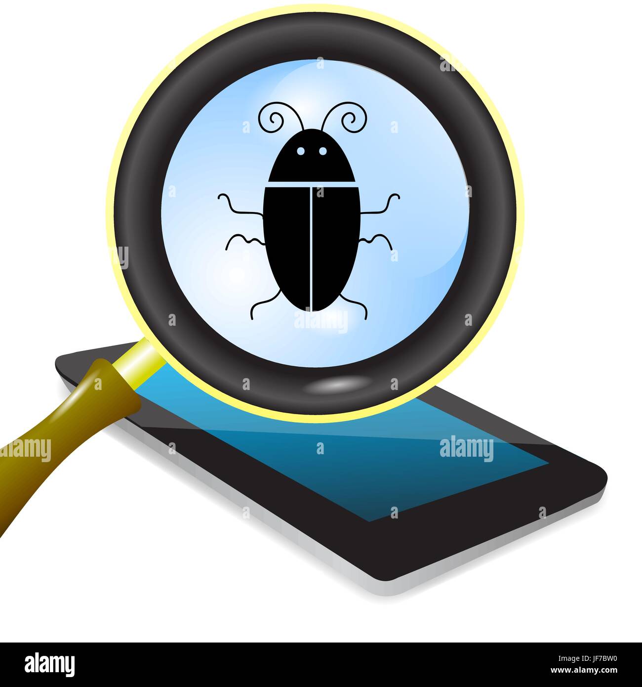 Computer Bug. Computer Virus under Magnifying Glass Stock Vector Image ...