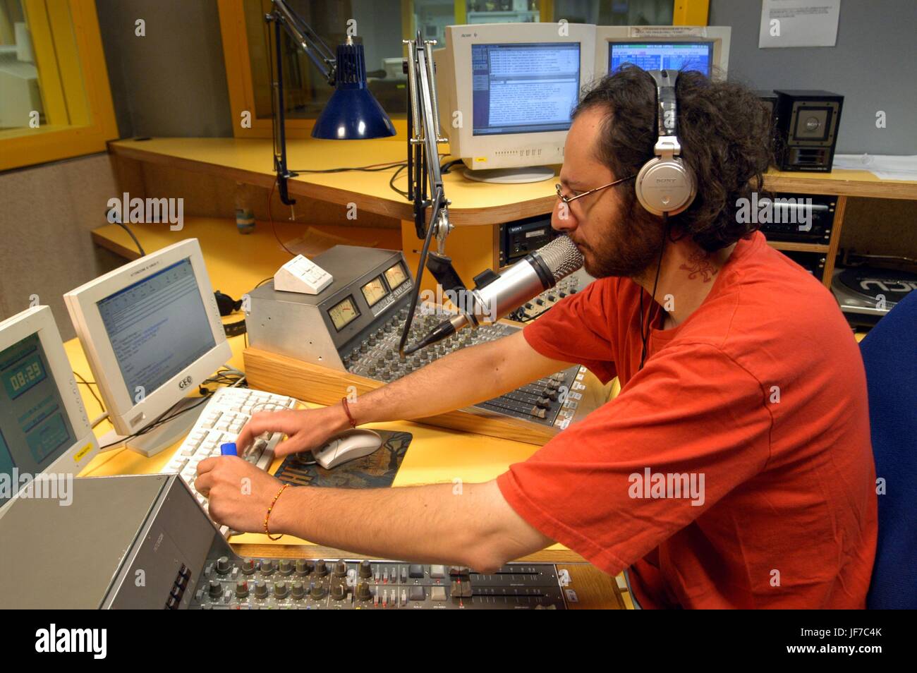The broadcast studios of Radio Popolare, an independent radio station ...