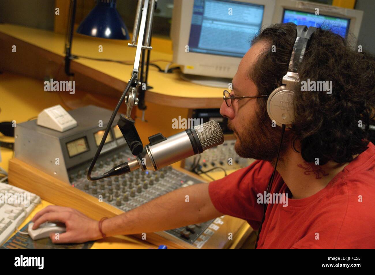 The broadcast studios of Radio Popolare, an independent radio station ...
