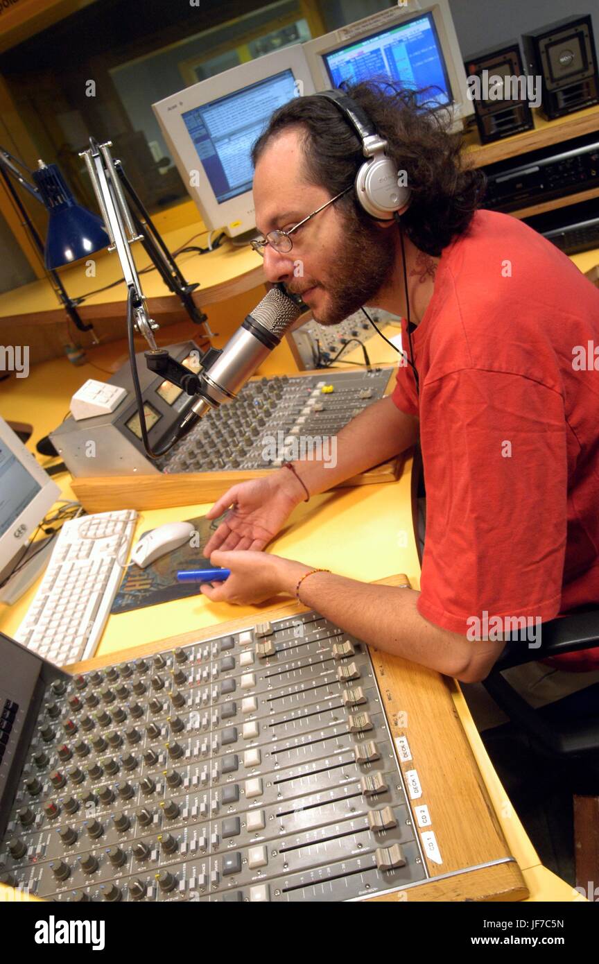 The broadcast studios of Radio Popolare, an independent radio station ...