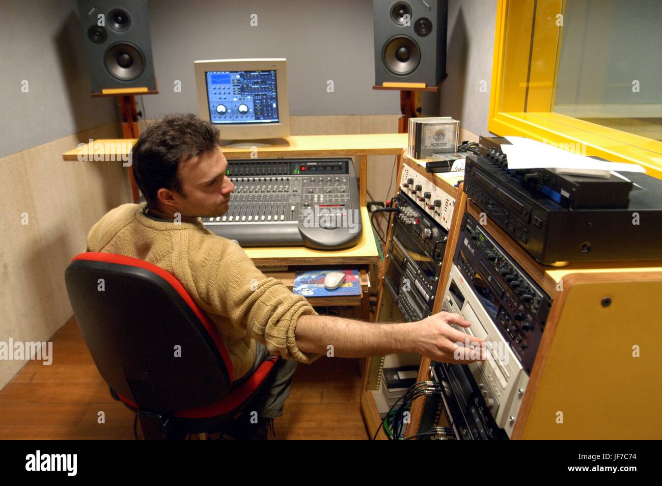 The broadcast studios of Radio Popolare, an independent radio station ...