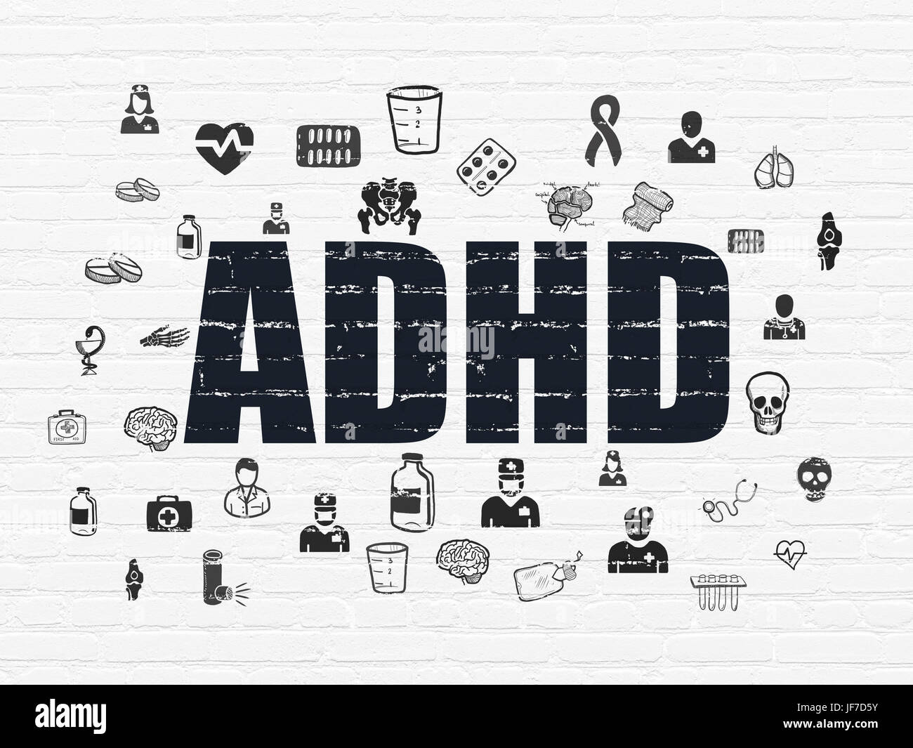 Health concept: ADHD on wall background Stock Photo - Alamy