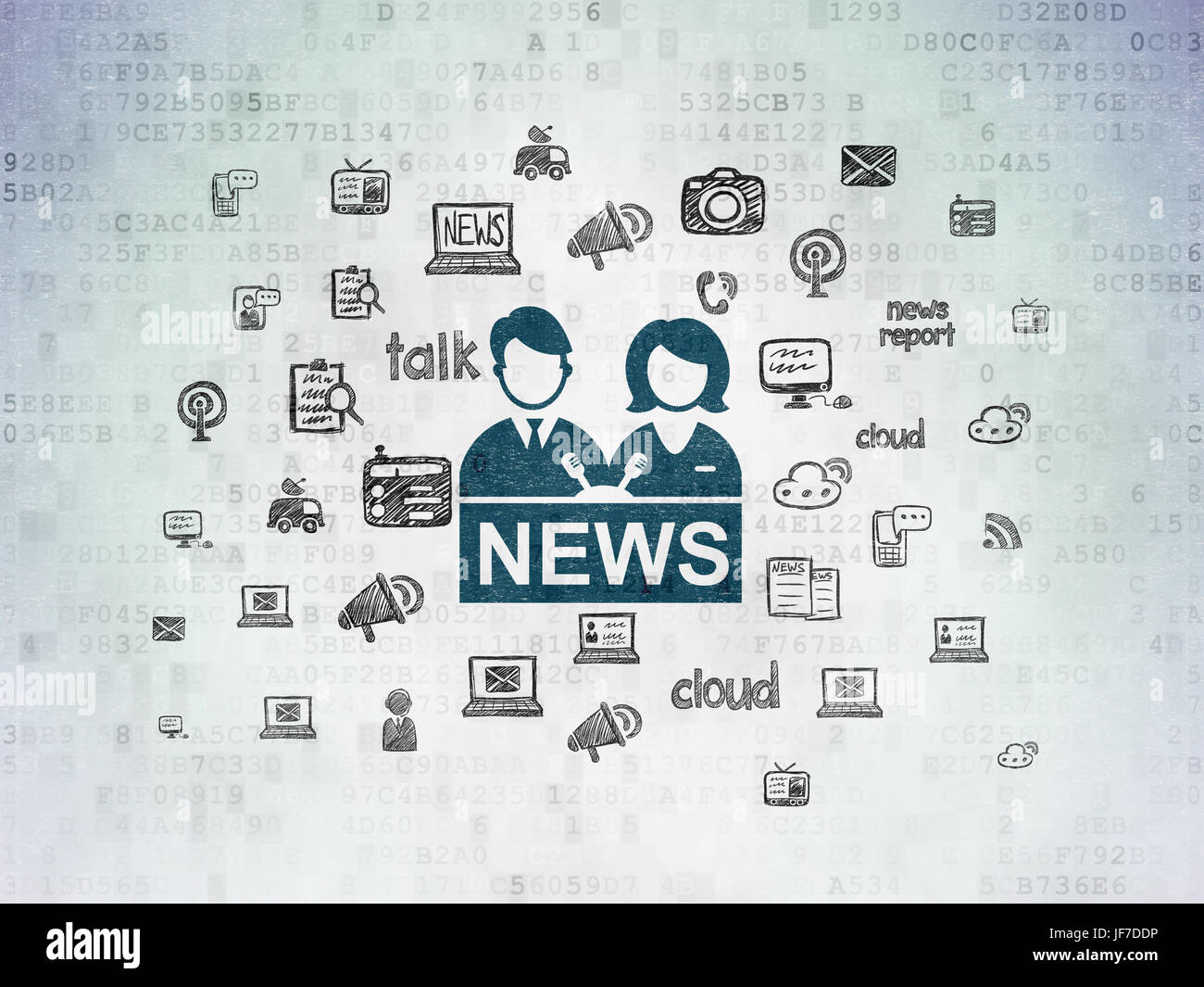 News concept: Anchorman on Digital Data Paper background Stock Photo ...
