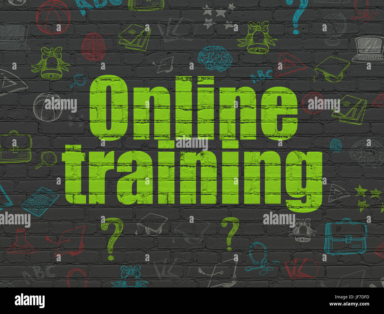 Studying concept: Online Training on wall background Stock Photo - Alamy