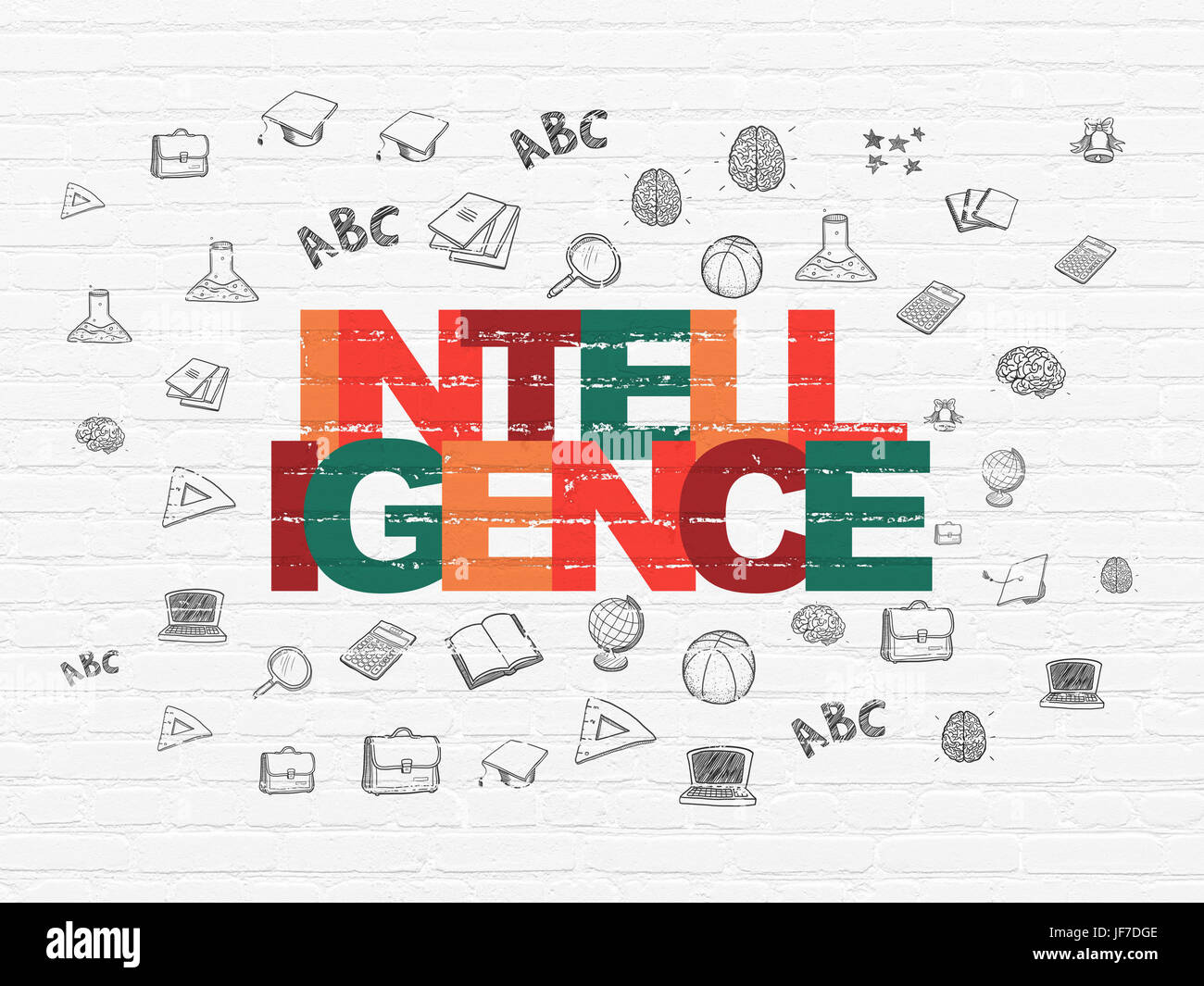 Education concept: Intelligence on wall background Stock Photo - Alamy