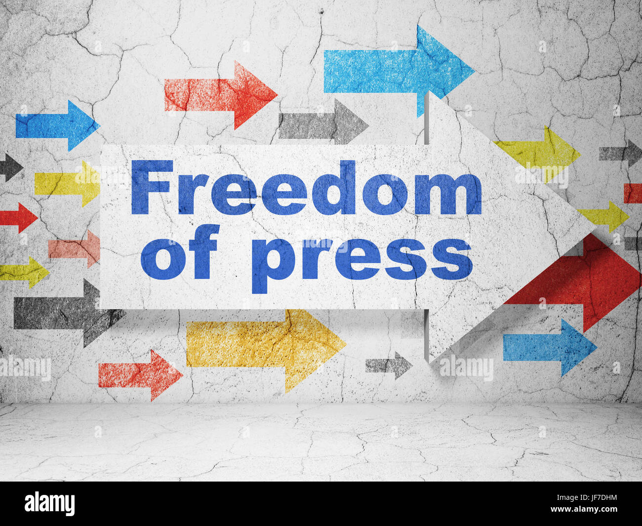 Political concept: arrow with Freedom Of Press on grunge wall ...