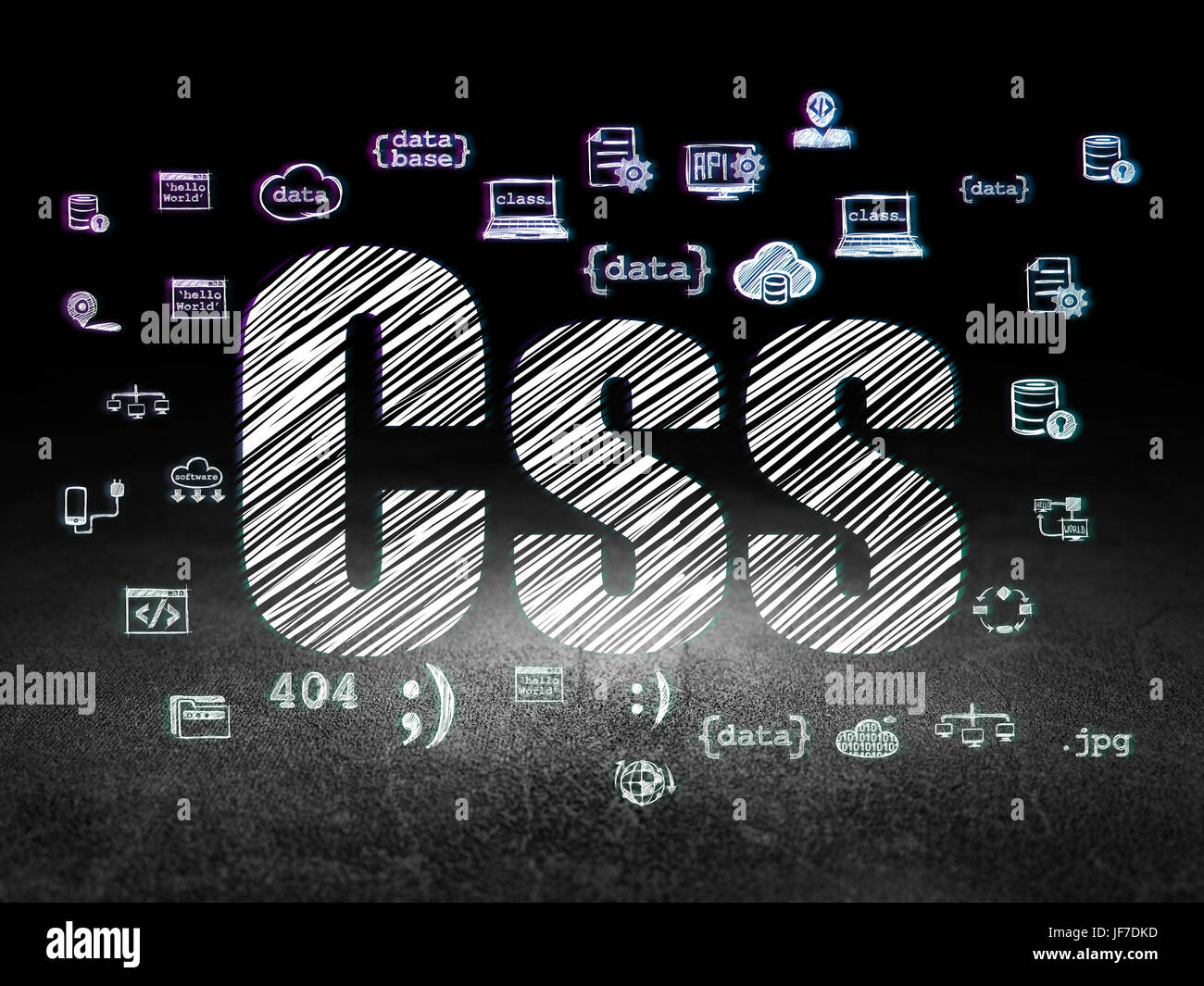 Database concept: Css in grunge dark room Stock Photo - Alamy