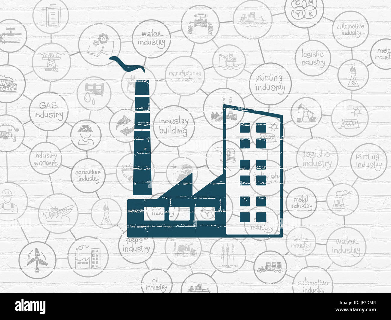 Industry concept: Industry Building on wall background Stock Photo - Alamy
