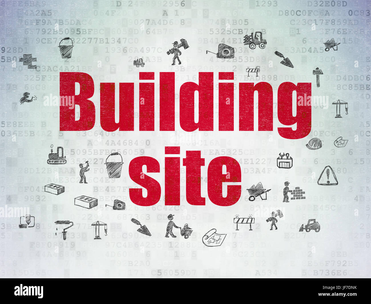Construction concept: Building Site on Digital Data Paper background ...