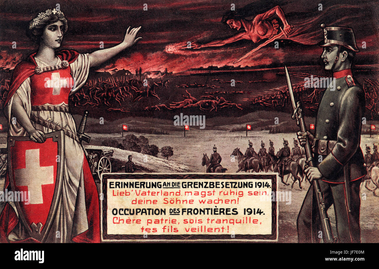 WORLD WAR I - SWITZERLAND, 1914 poster 'Defend the Borders, 1914 - Dear ...