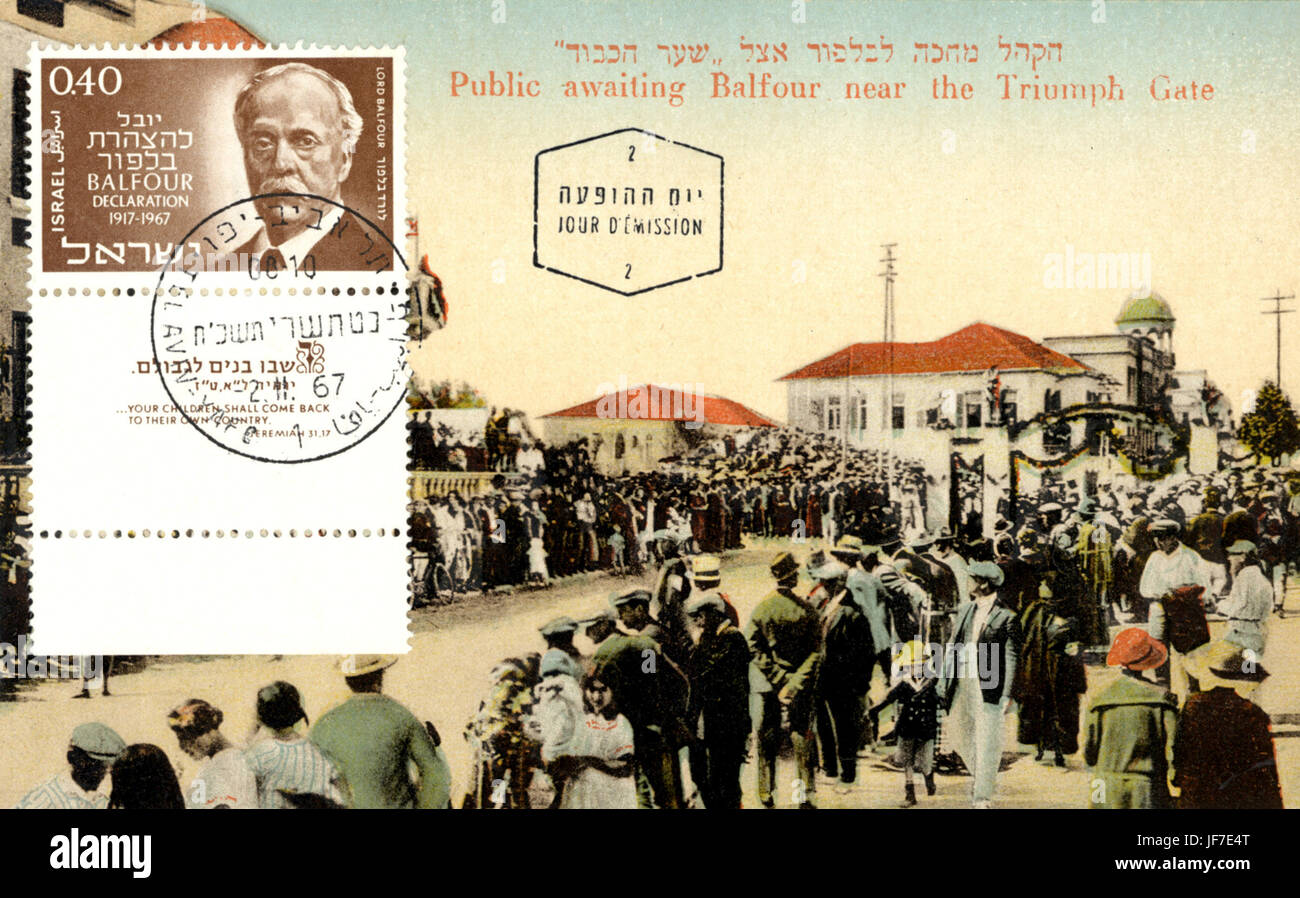 Public awaiting Arthur James Lord Balfour near the Triumph Gate in ...