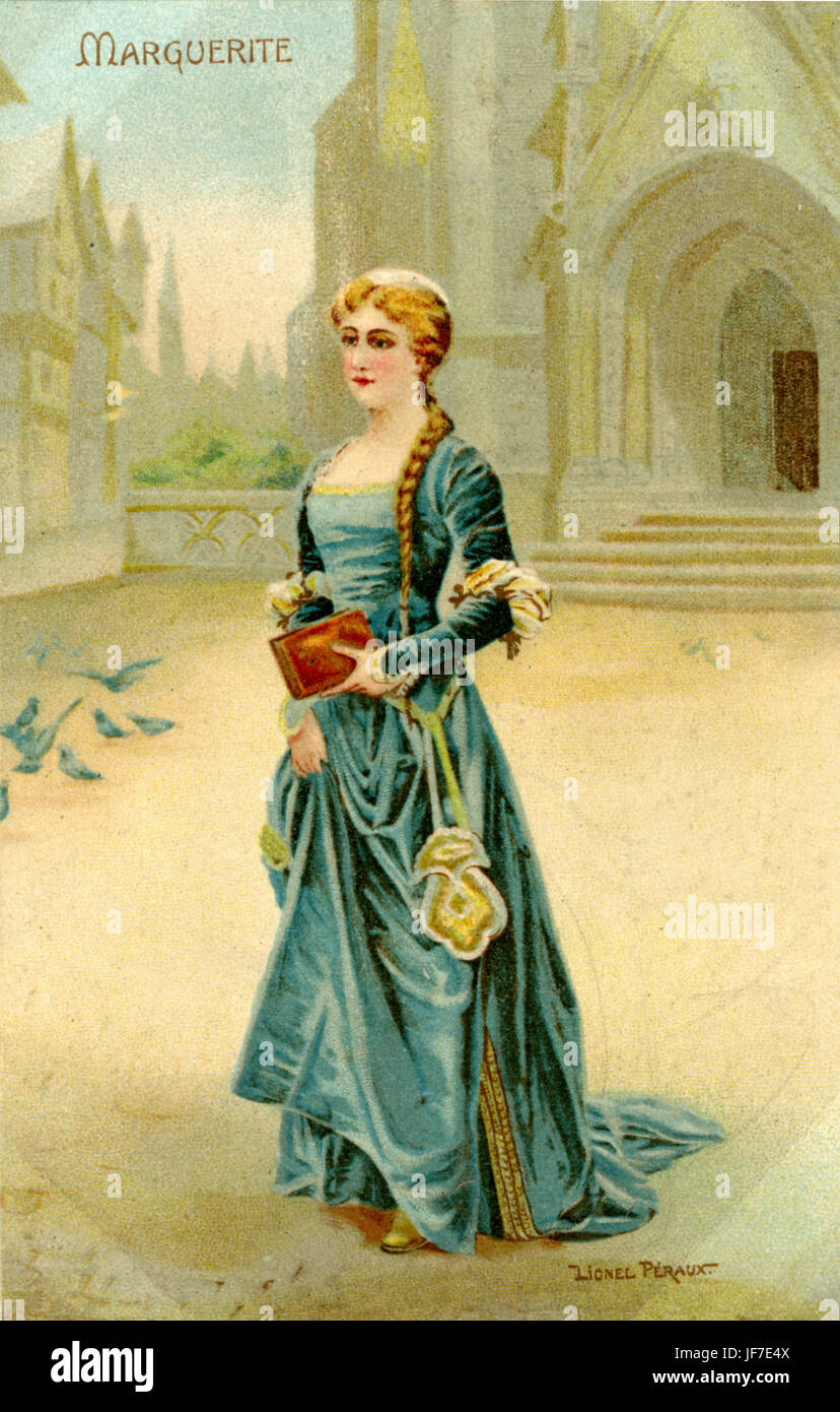 Marguerite, character from Goethe's 'Faust', standing outside a church ...