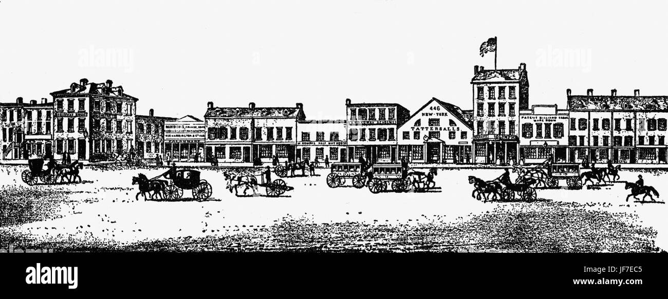 New York - 1840. USA. Broadway between Grand and Howard Street. (Artist ...