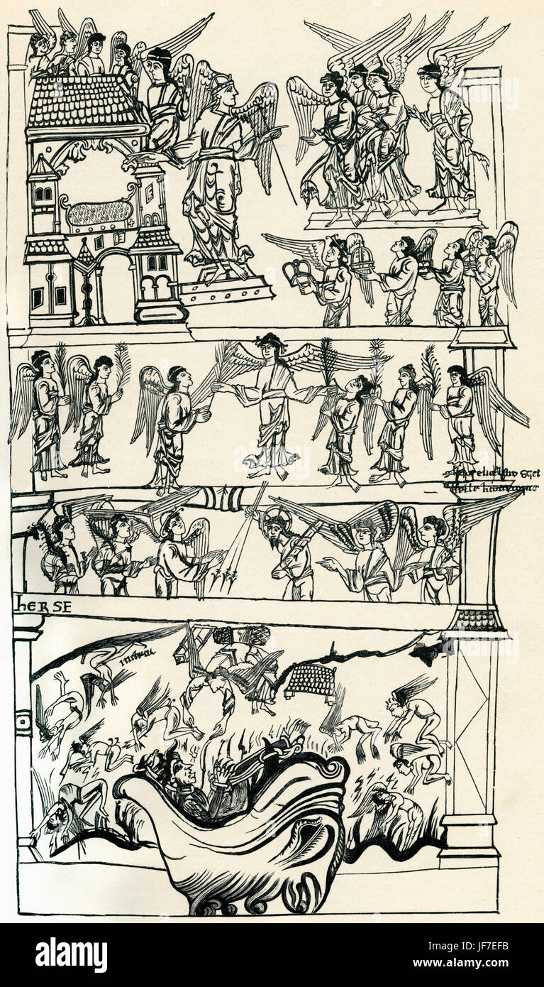 'Defeat of the Bad Angel' . Illustration from 10th century 'Caedmon ...
