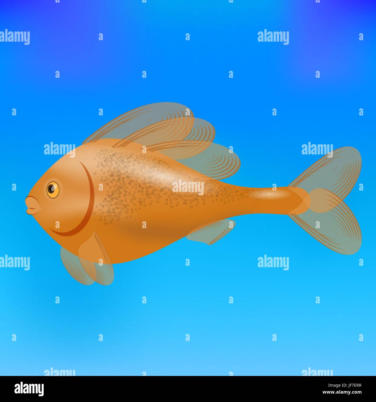 Red Cute Sea Fish Isolated on Blue Water Background Stock Vector Image ...