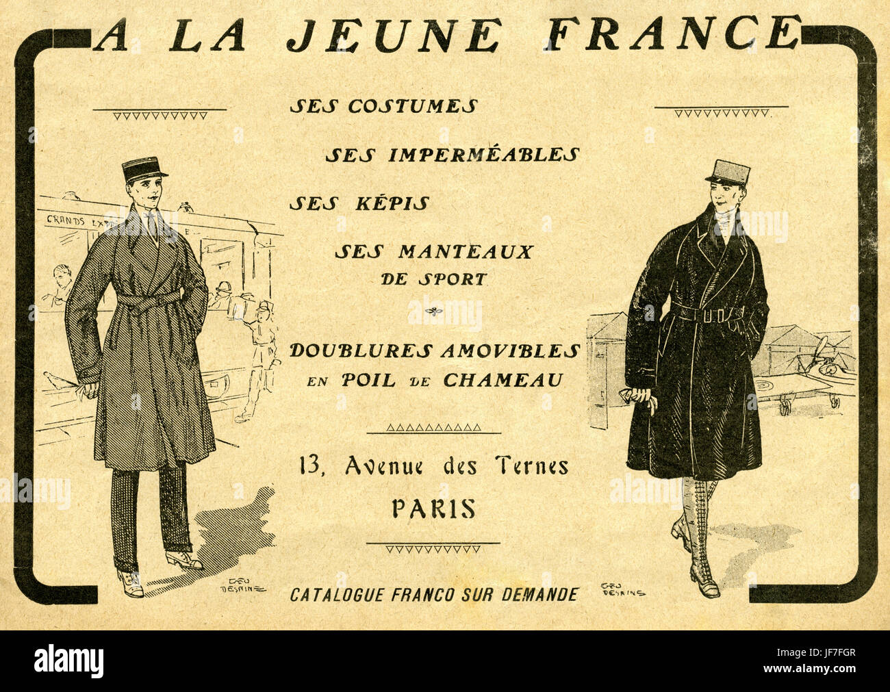 Men's fashion advertisement, Paris, France. 1919 Stock Photo - Alamy