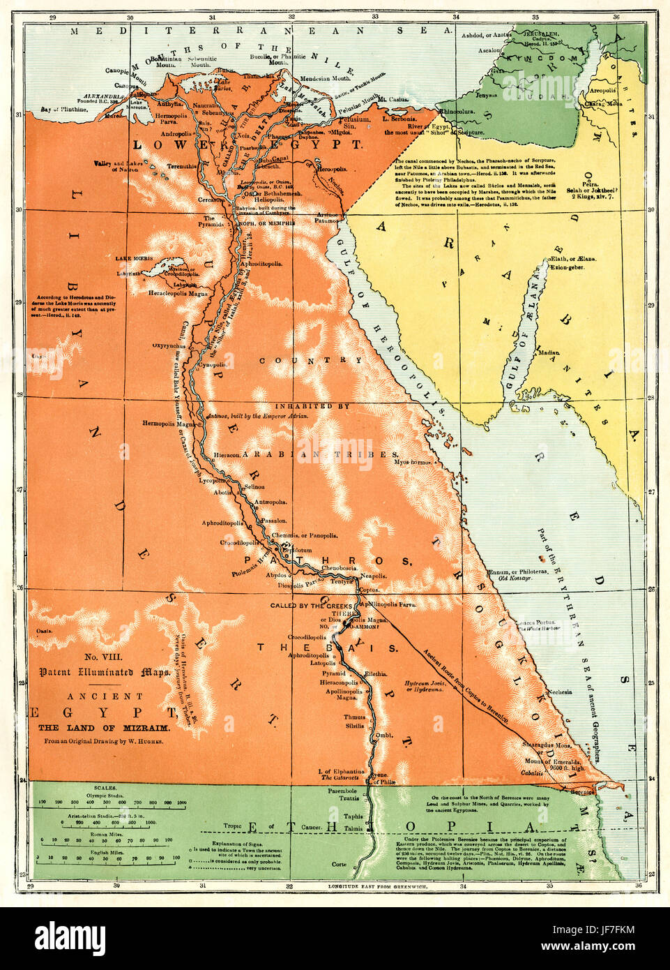 Map showing ancient Egypt and the land of Mizraim. From original ...