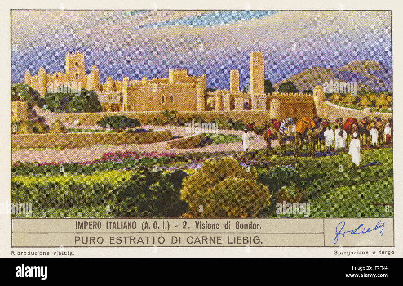 Gondar, Ethiopia (part of the Italian Empire, 1930s). Liebig collectors ...