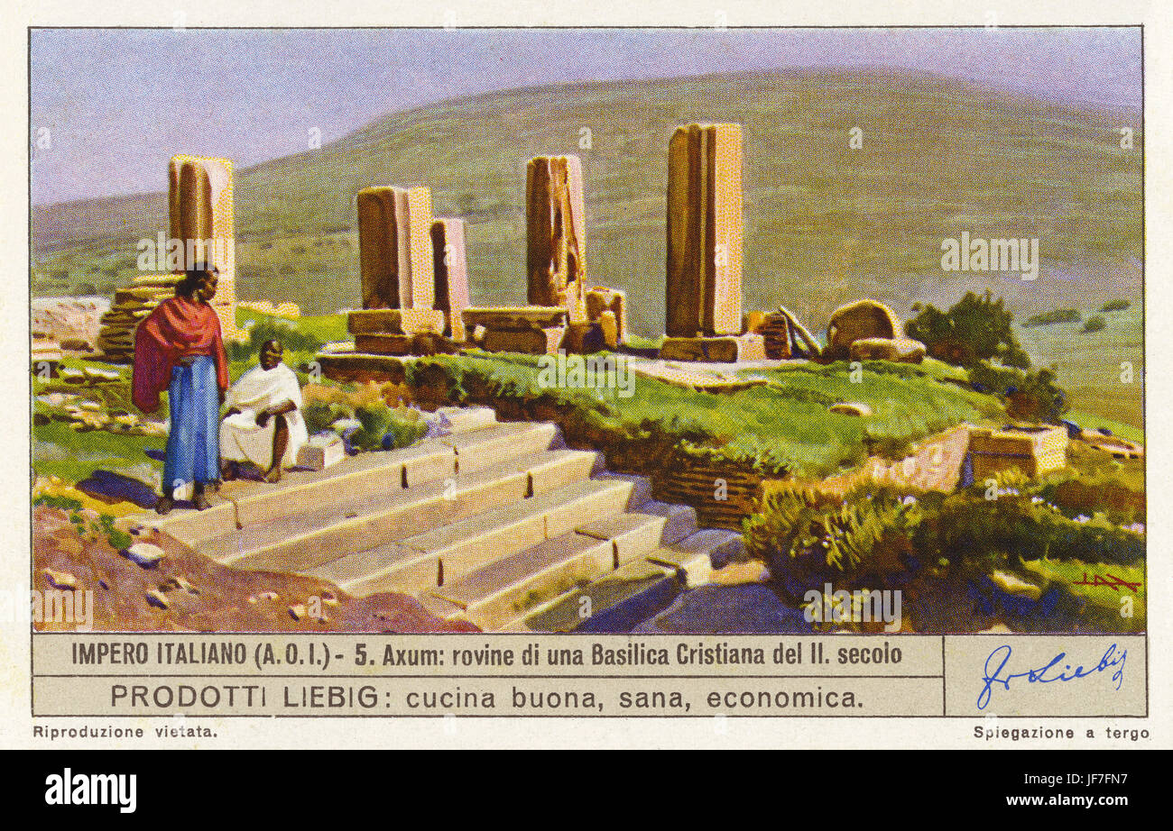 Ruined Christian basilica in Axum, Ethiopia (part of the Italian Empire ...