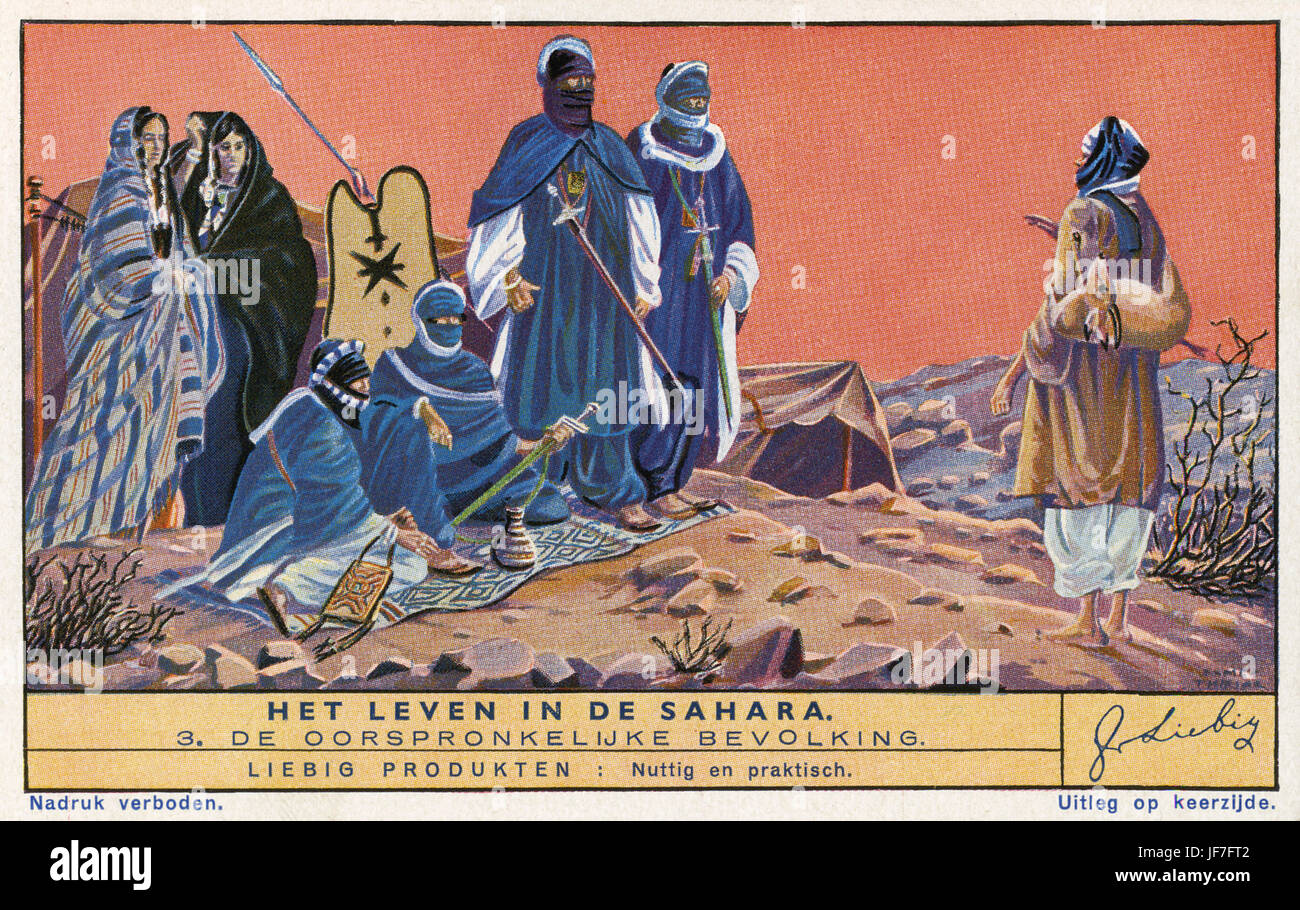 Desert nomadic settlement. Life in the Sahara. Liebig collectors' card ...