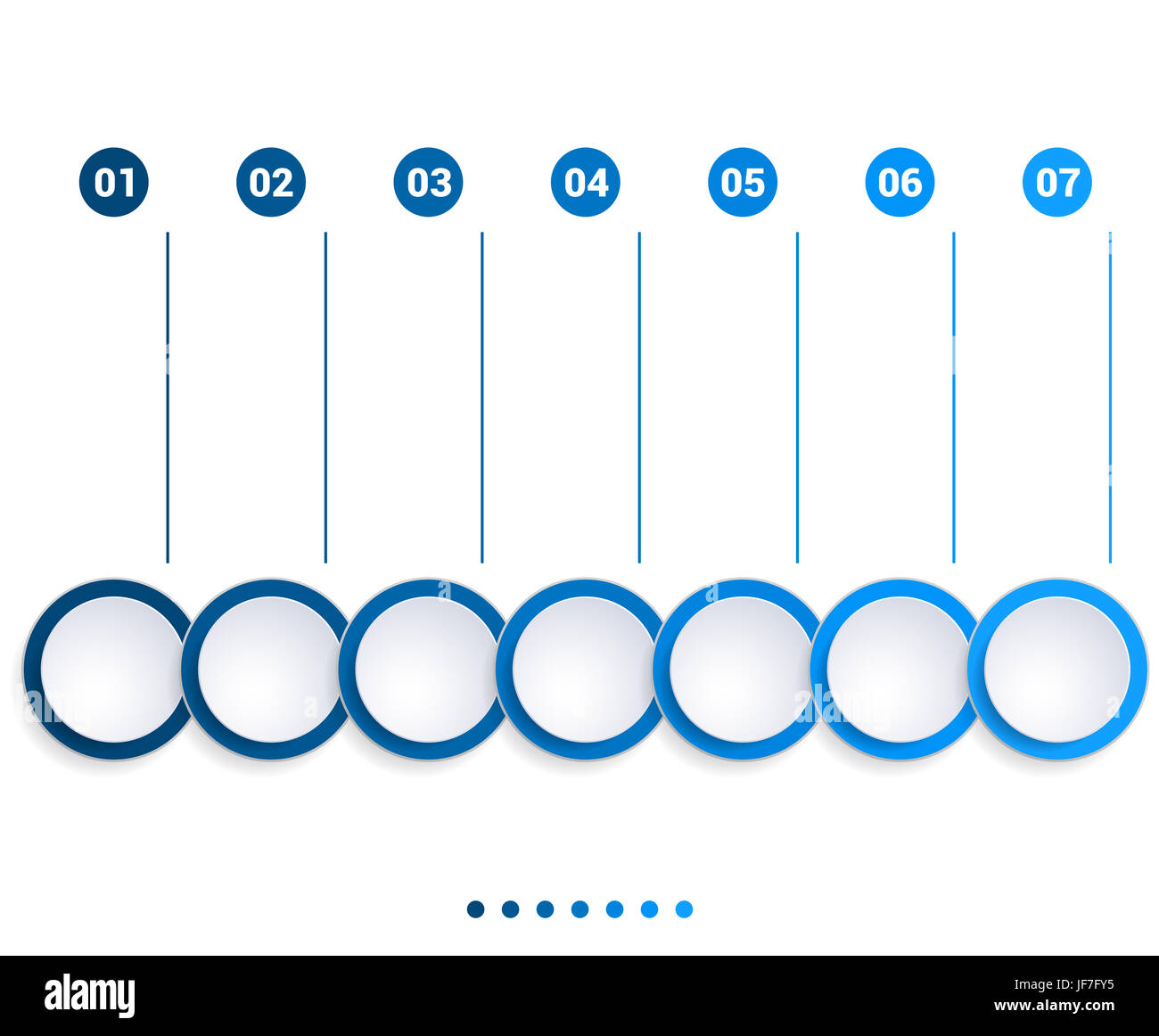 Monochrome Blue bubbles chart, Infographics template for 7 steps Stock ...