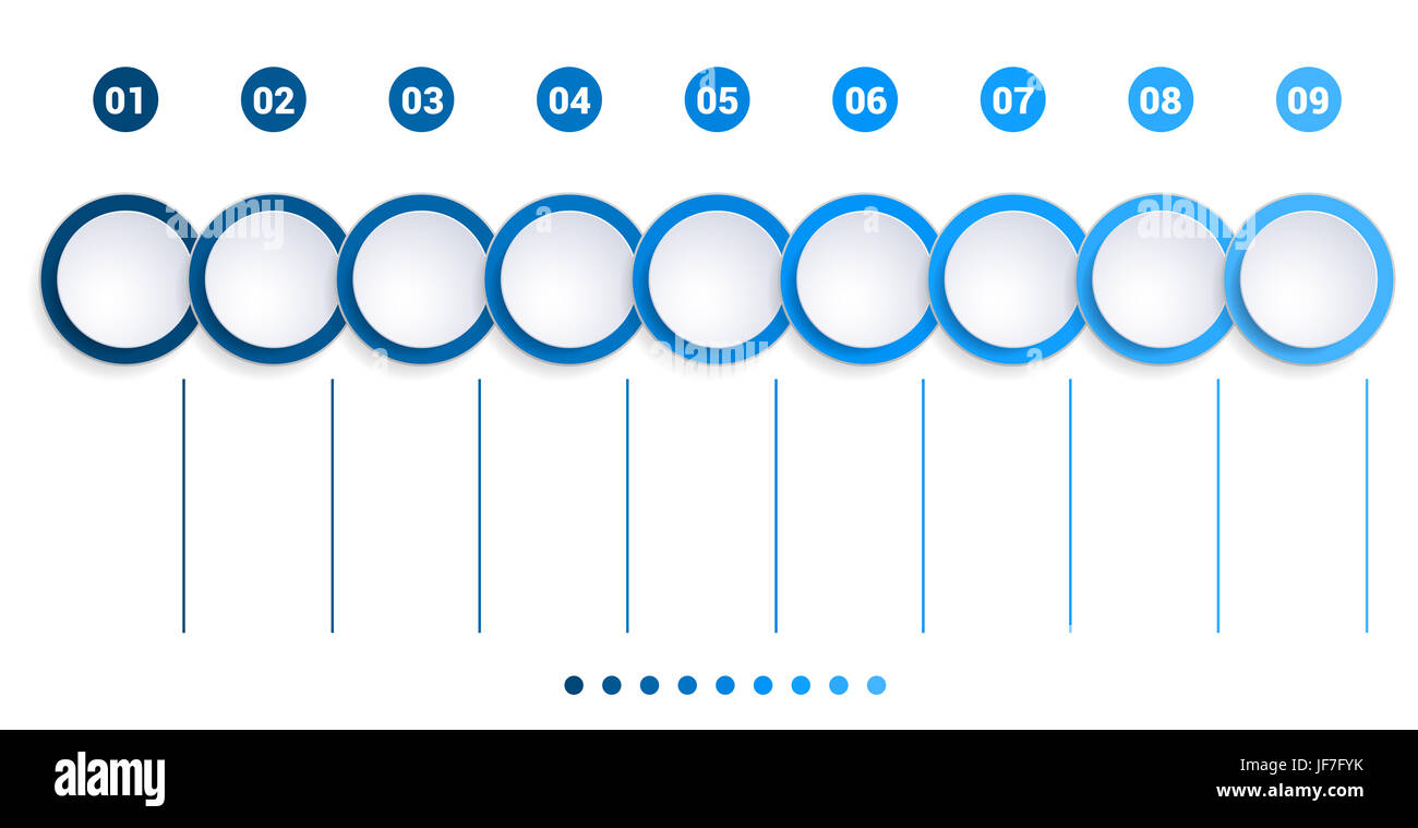 Monochrome Blue bubbles chart, Infographics template for 9 steps Stock ...