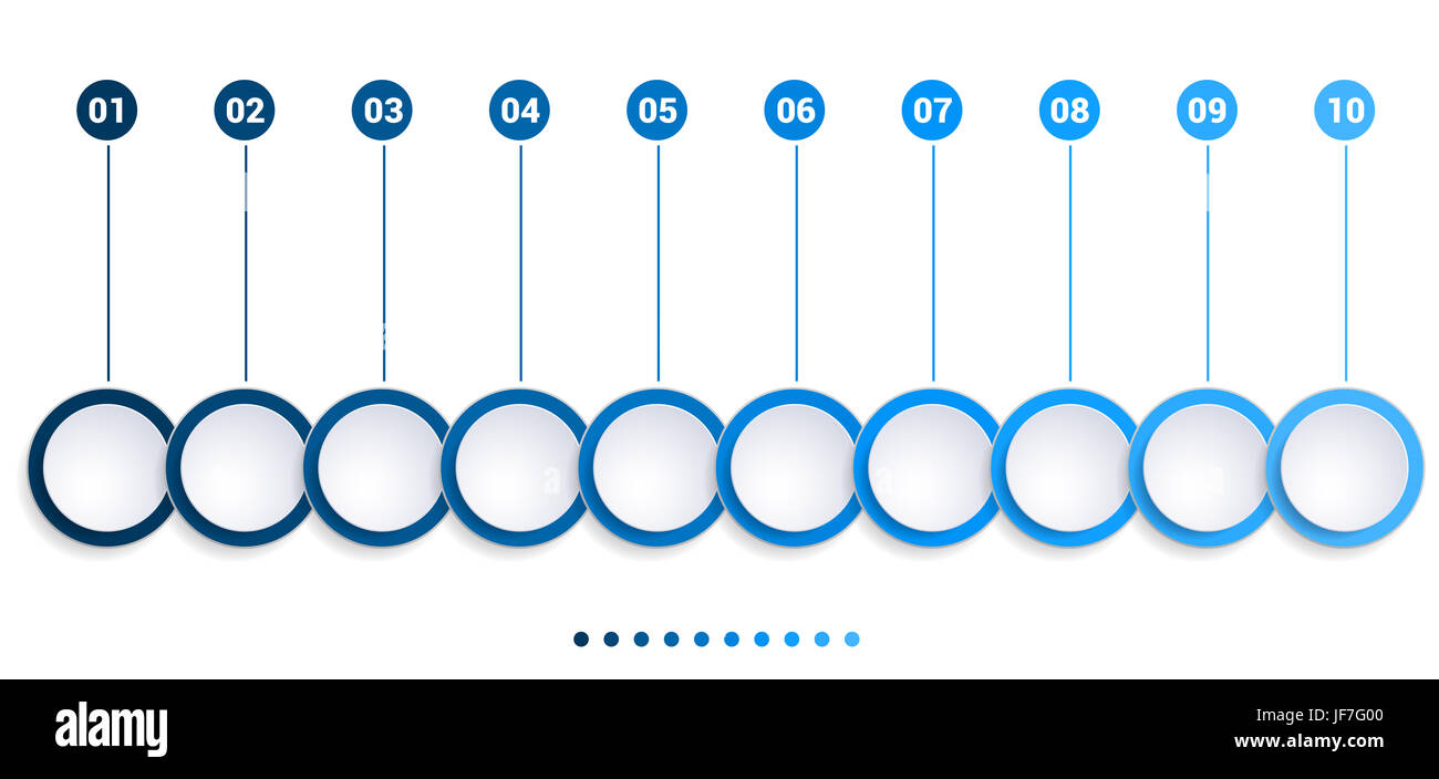 Monochrome Blue bubbles chart, Infographics template for 10 steps Stock ...