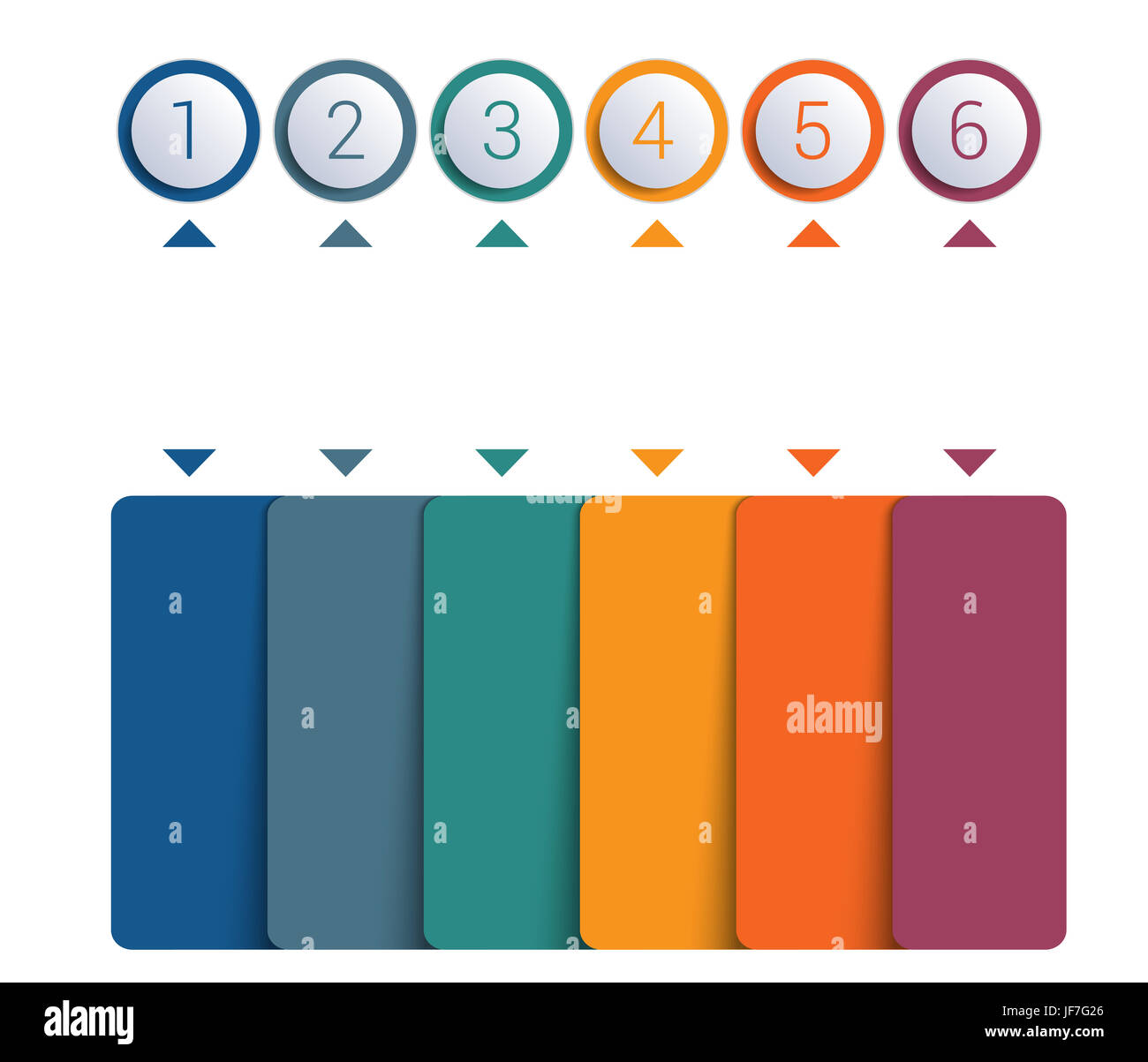 Infographics template, colorful buttons numbered for 6 positions Stock ...