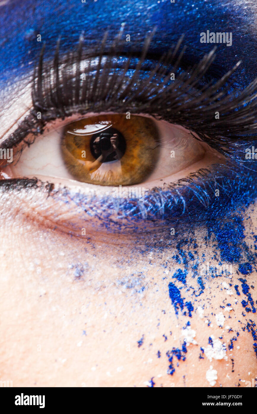 Eye with creative makeup in close photo Stock Photo - Alamy