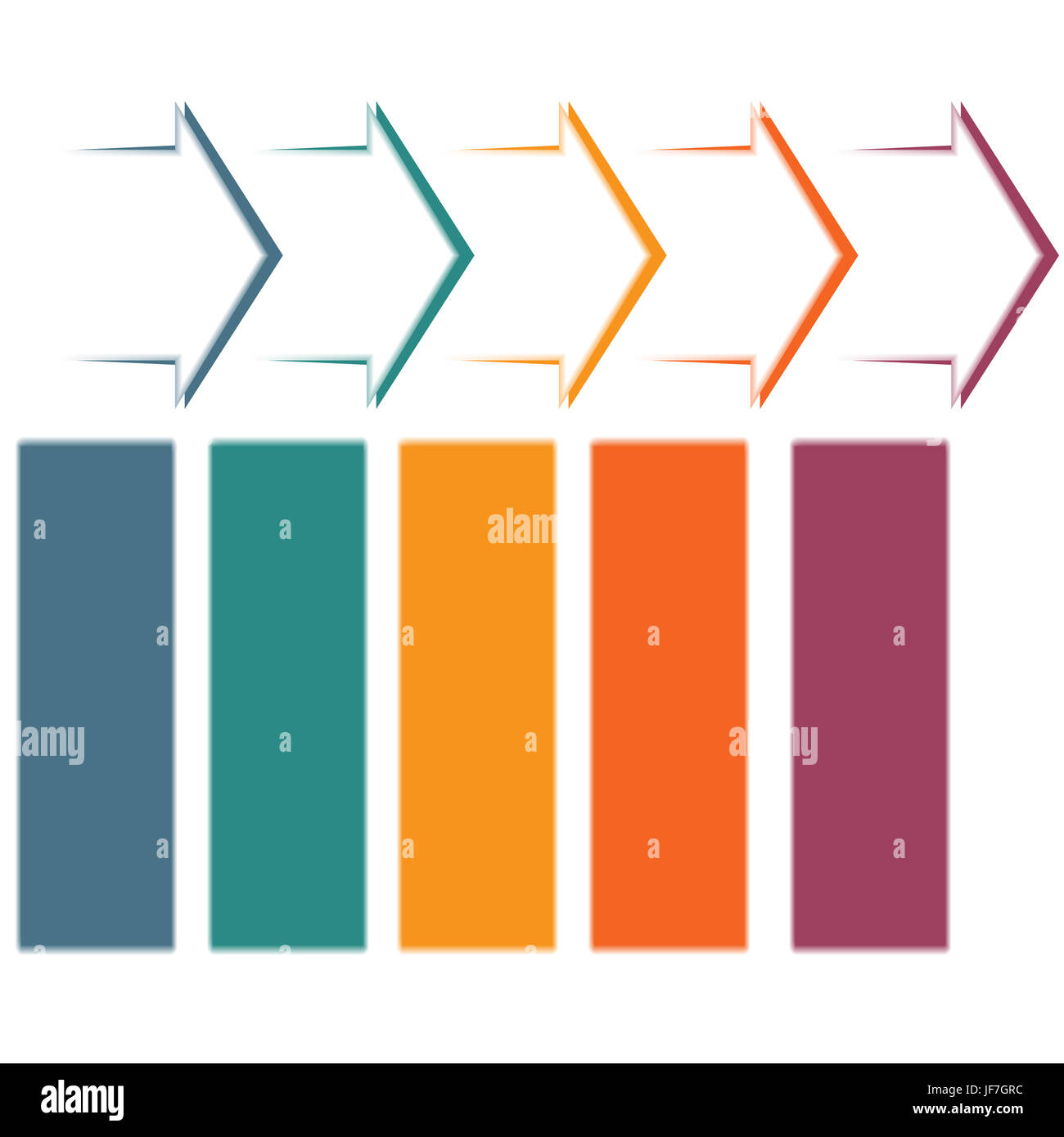 Set horizontal color arrows, template infographic for 5 position ...