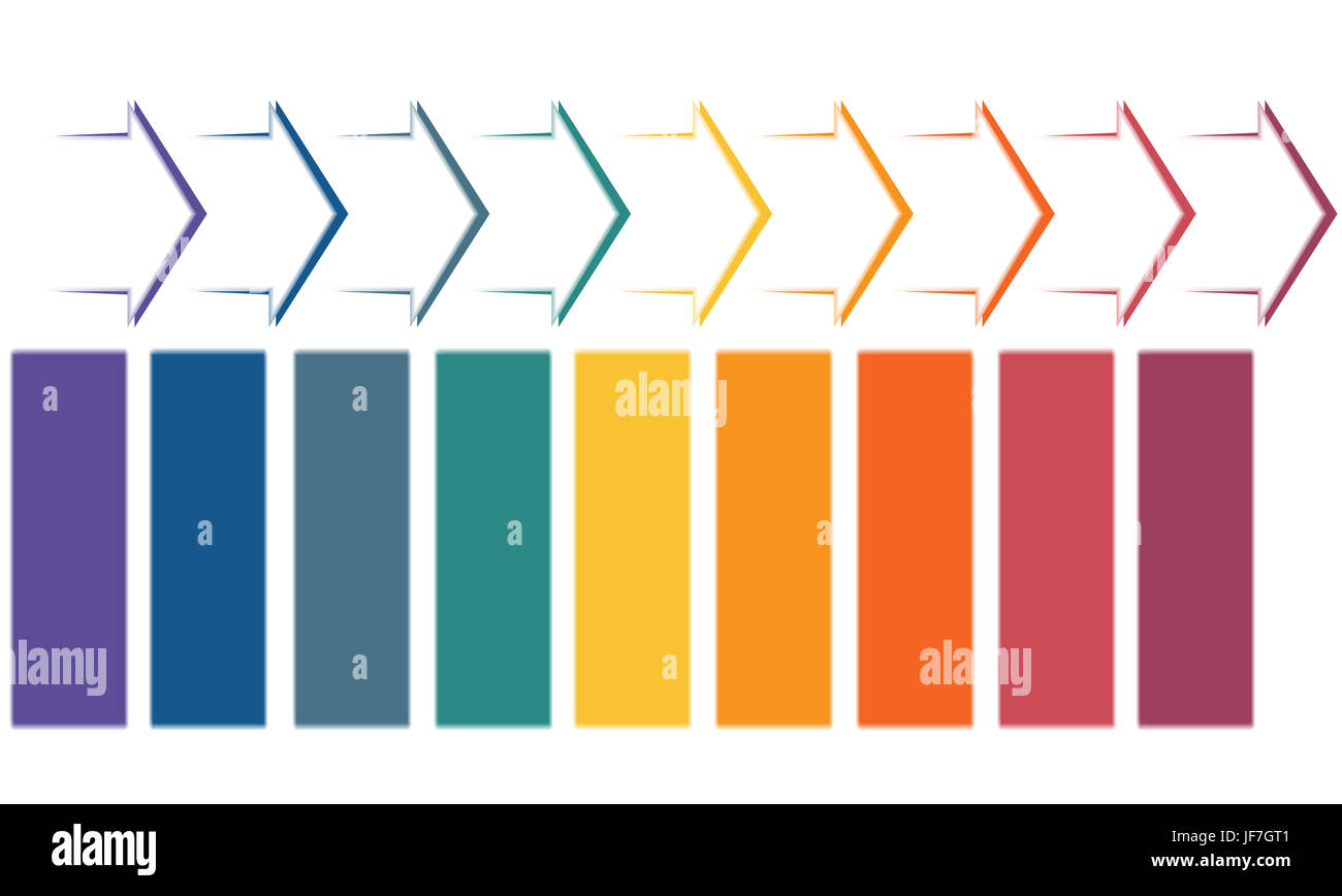 Set horizontal color arrows, template infographic for 9 position ...