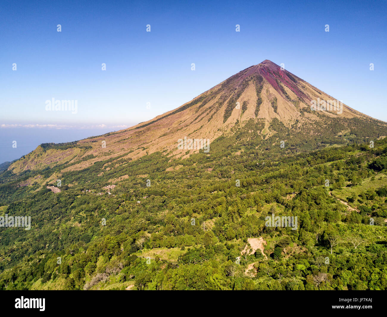 Aerial view of mount Inerie with the Bena traditional village at the ...