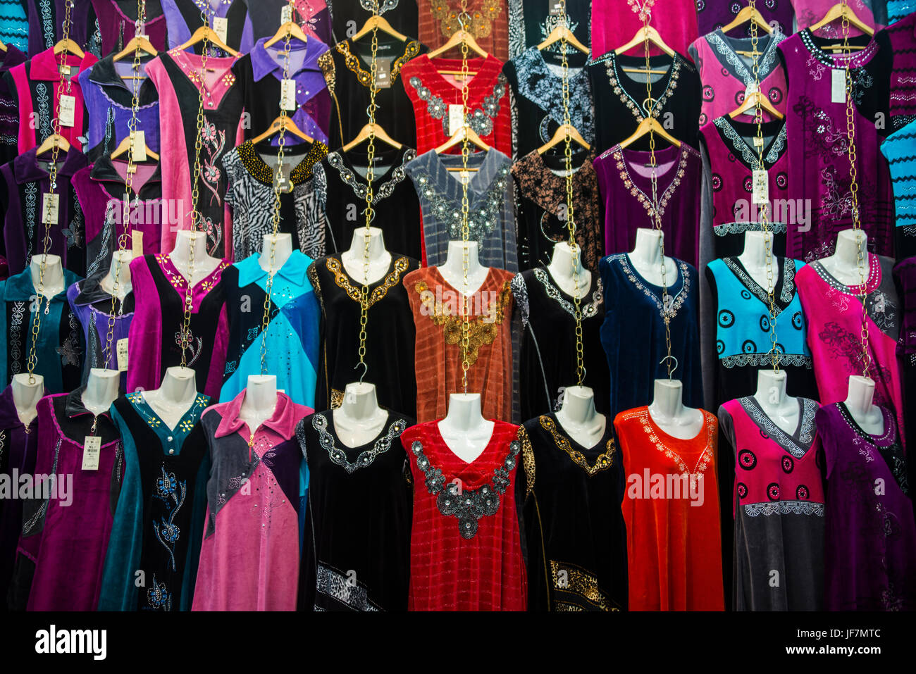 Colourful dresses in the Bazaar in Erbil or Hawler, capital of Iraq ...