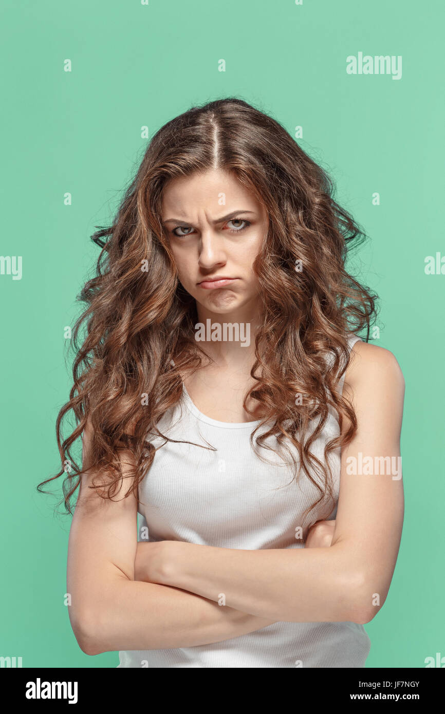 The portrait of disaffected woman on studio background Stock Photo - Alamy