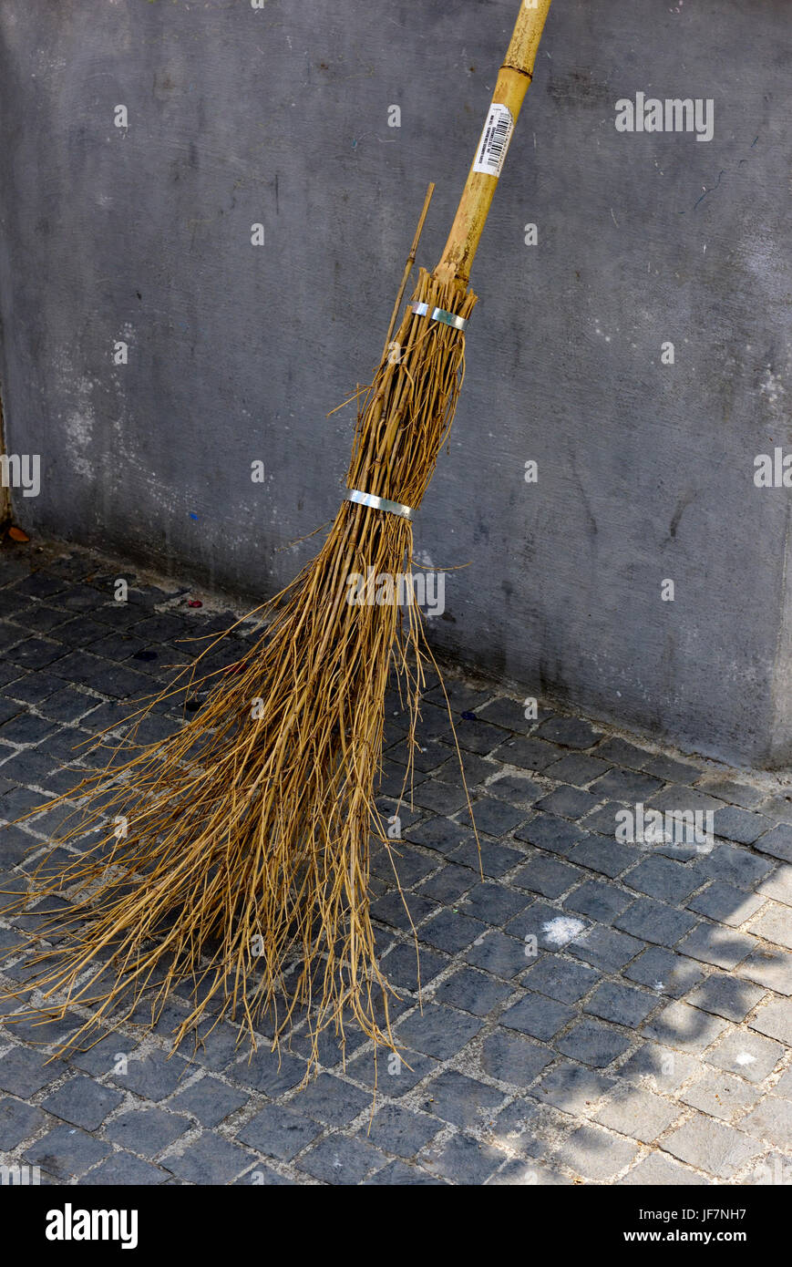 New but rustic style broom made from bamboo shoots used for sweeping ...