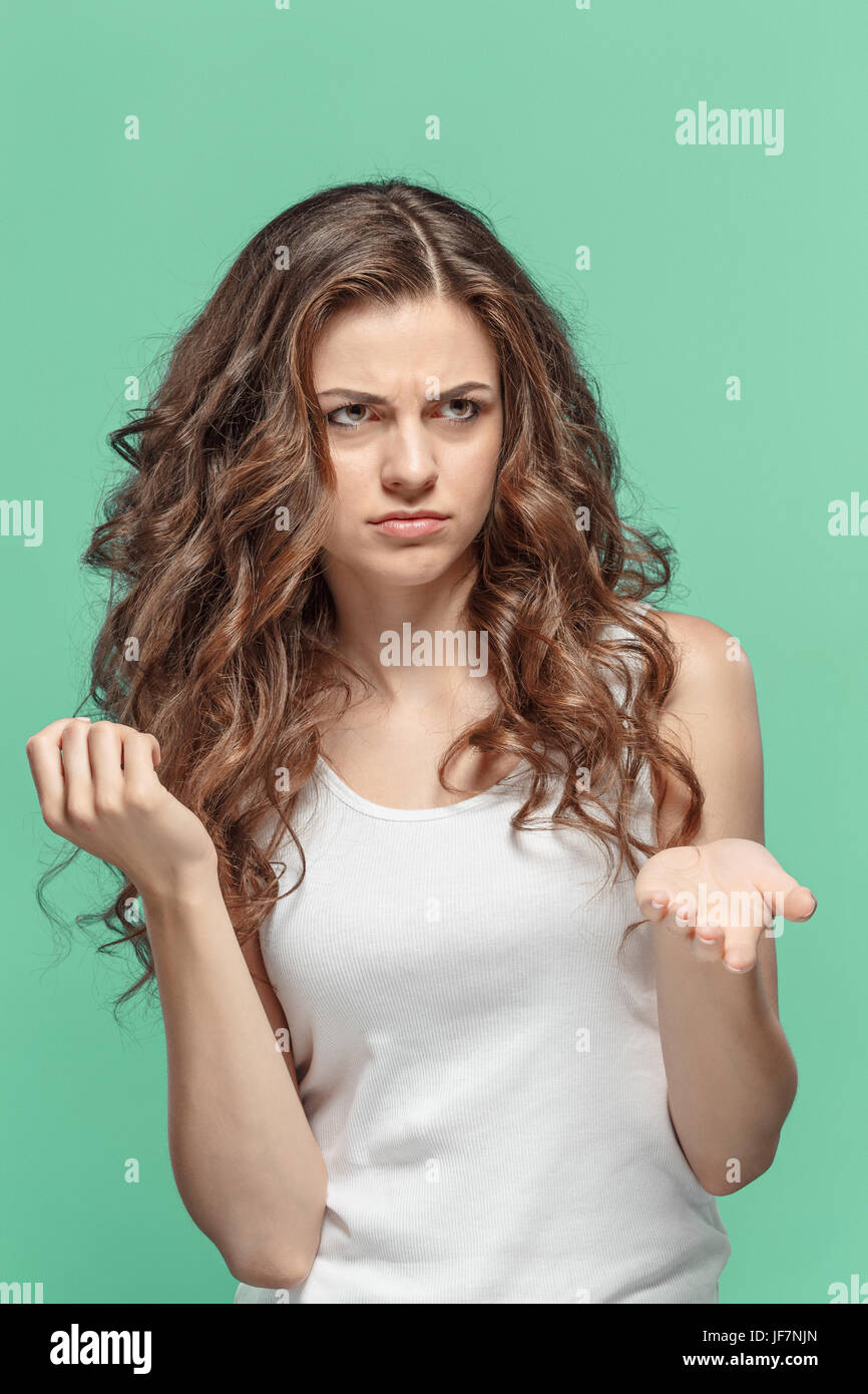 The portrait of disaffected woman on studio background Stock Photo - Alamy