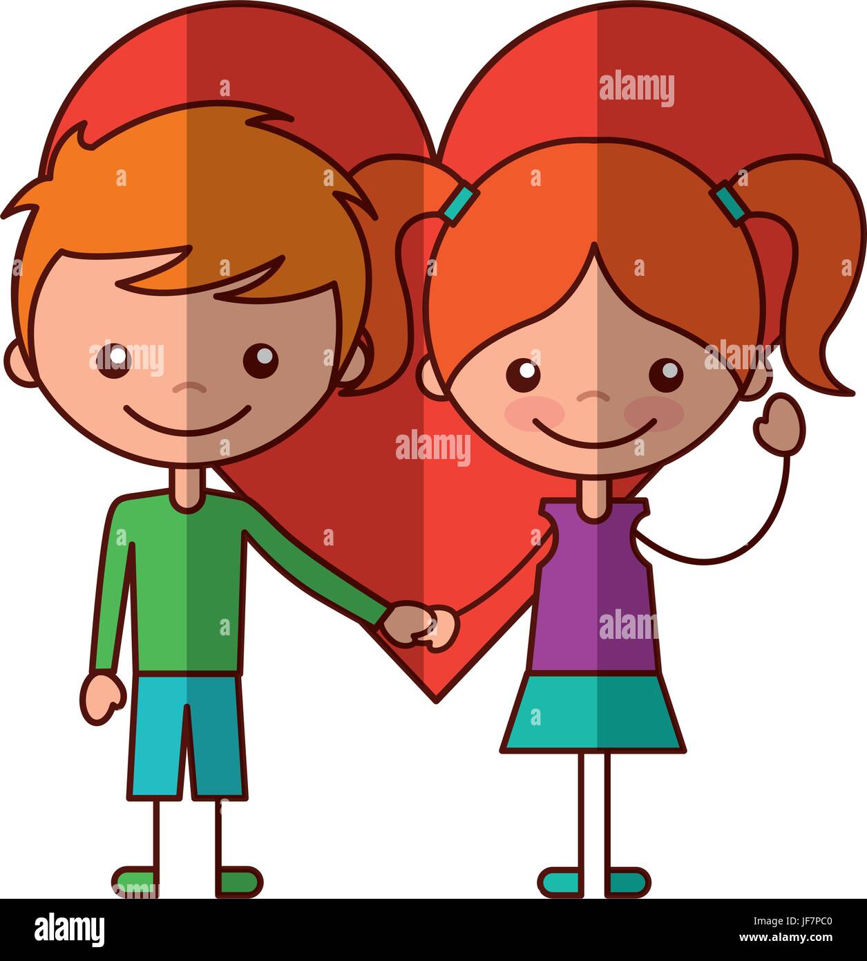 cute kids with heart characters icon Stock Vector Image & Art - Alamy