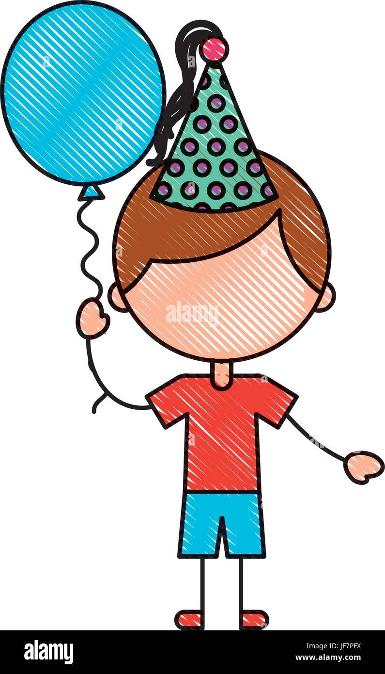 cute boy with balloon air character Stock Vector Image & Art - Alamy