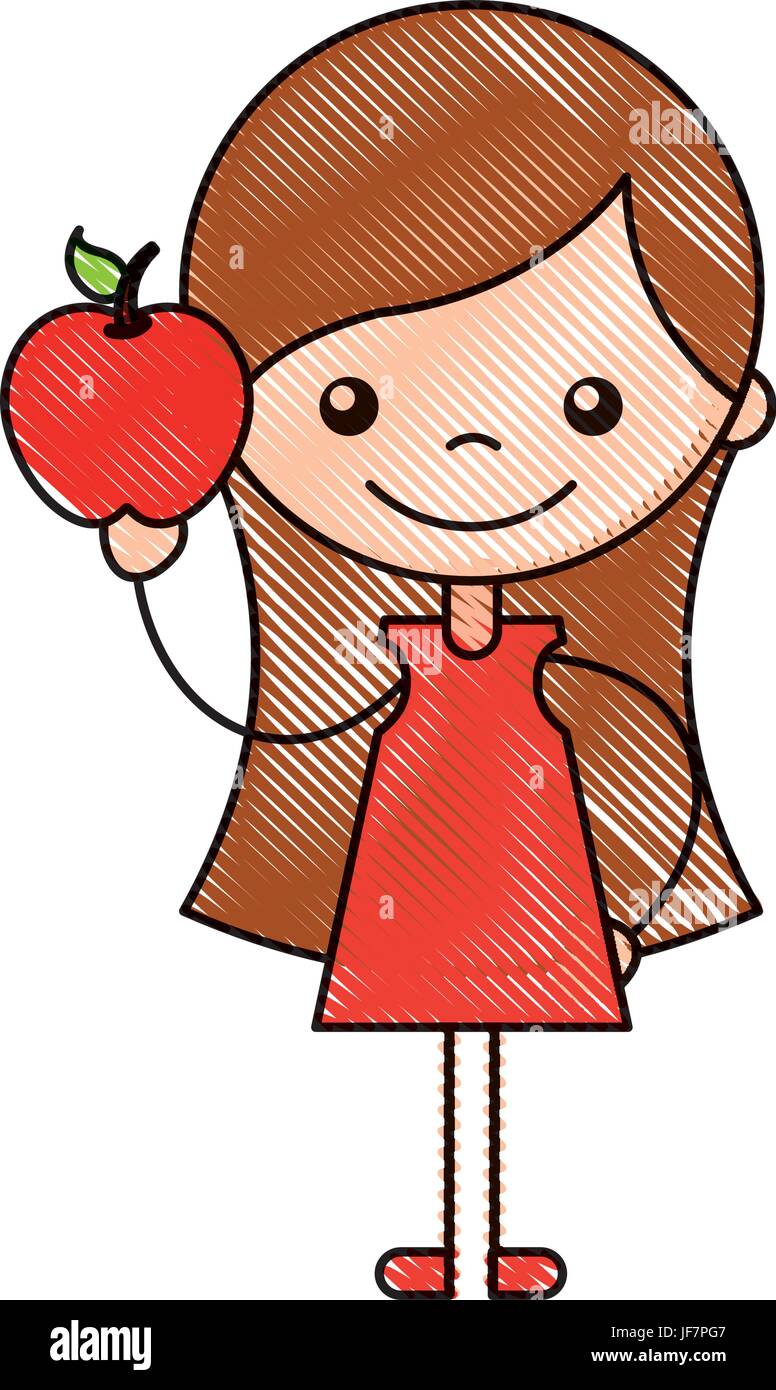 Girl Cartoon Apple Cute Fruit High Resolution Stock Photography and ...