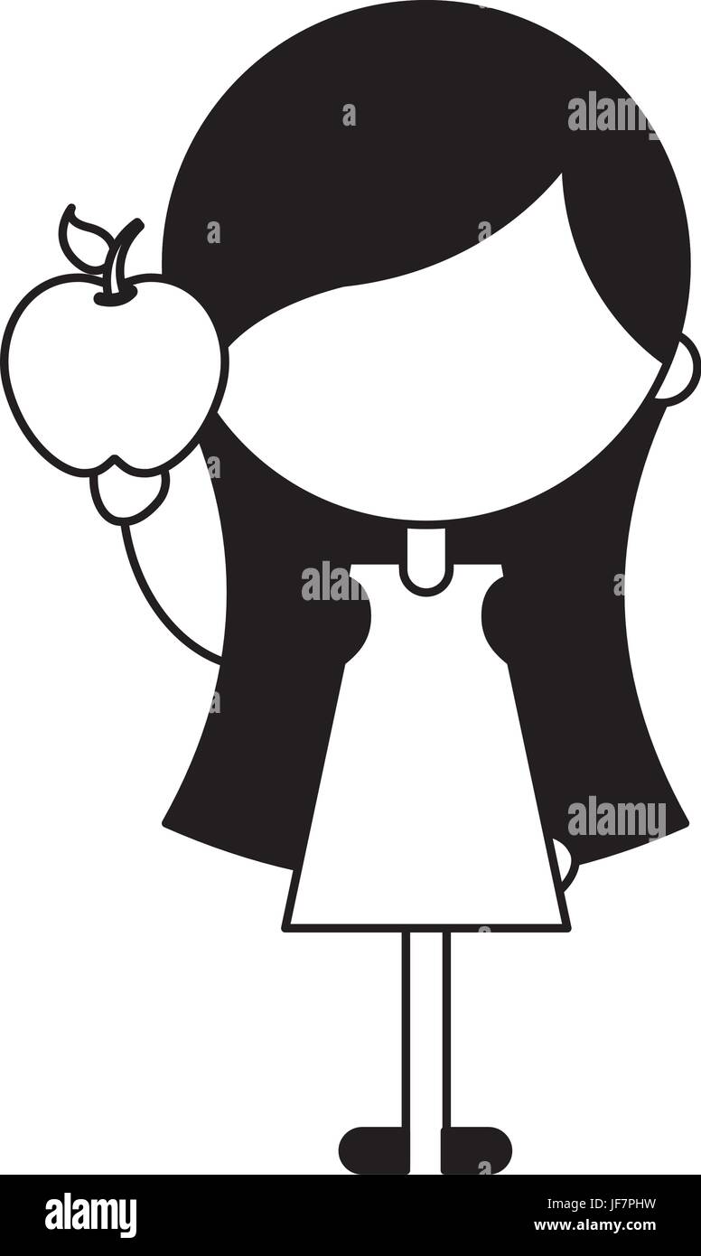 cute girl with apple character icon Stock Vector Image & Art - Alamy