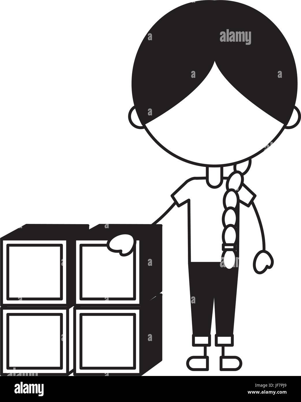 cute girl with blocks character icon Stock Vector Image & Art - Alamy