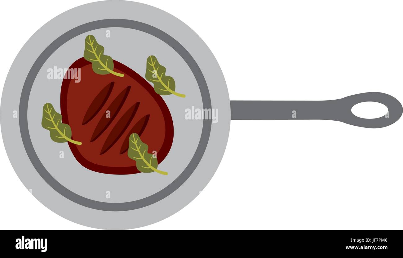 Meat in pan fry Stock Vector Images - Alamy
